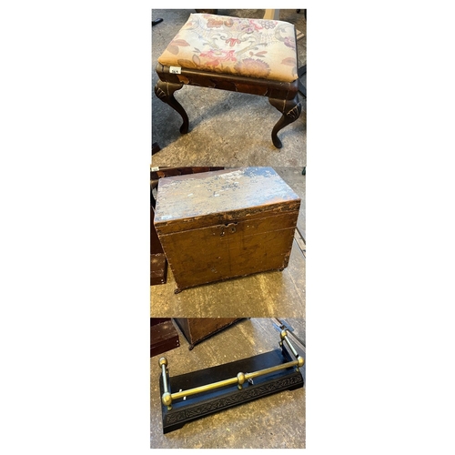 Victorian brass and cast metal fire fender, together with a mid century ...