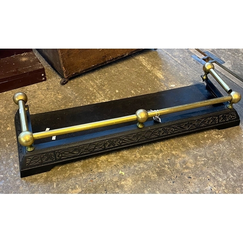 Victorian brass and cast metal fire fender, together with a mid century ...