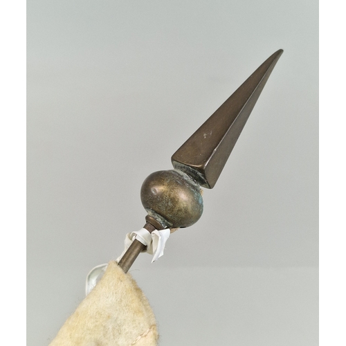 Unusual brass centre piece in the form of a flagstaff, with arrowhead ...