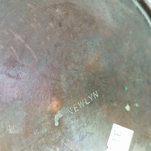 Newlyn Arts and Crafts copper twin handled tapering vase, with applied ...