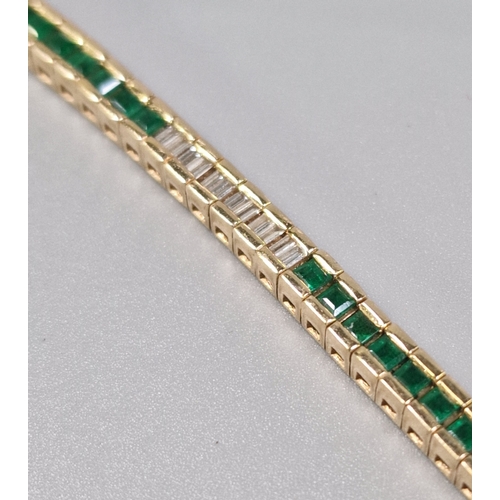 14K gold Amoro diamond and emerald repeating bracelet. 19.3g approx ...