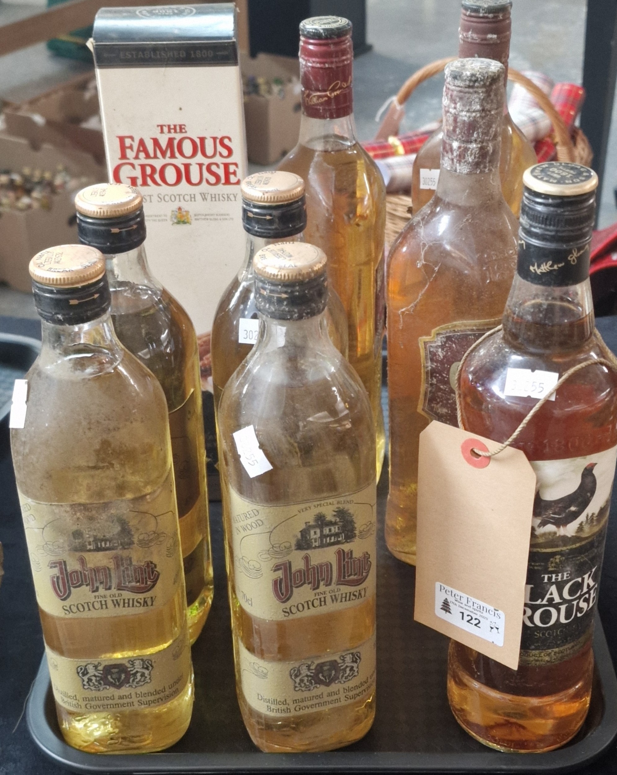 Tray of Whisky to include: Four bottles of John Lint Fine Old Scotch ...