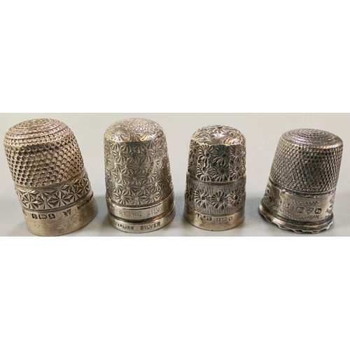 Collection of silver thimbles. 1.62 troy oz approx. (B.P. 21% + VAT)