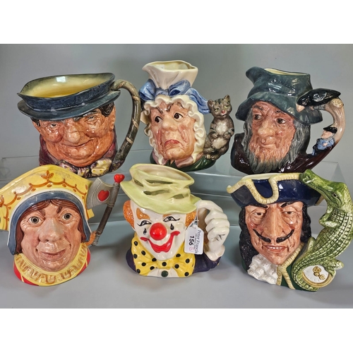 Six Royal Doulton Character Jugs to include: 'The Red Queen', 'The Cook ...