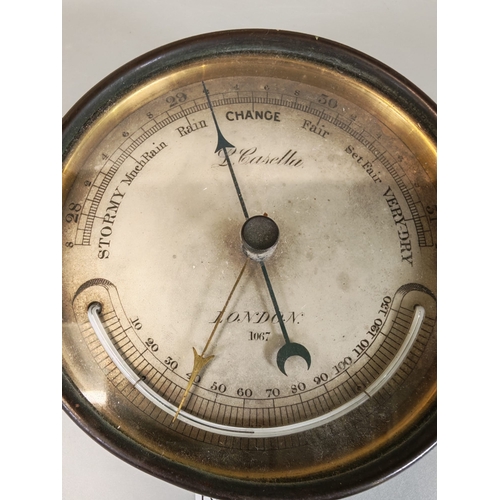 19th century aneroid wall barometer by Casella of London. Brass case ...