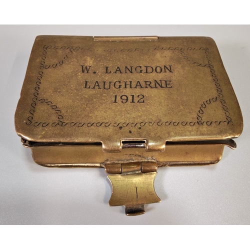 George V brass novelty snuff box in the form of a book marked W ...
