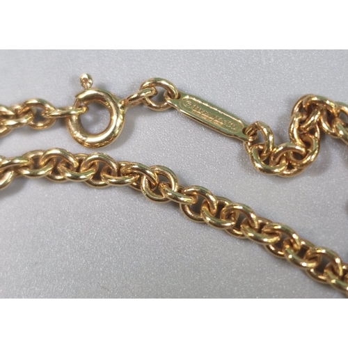 Tiffany & Co, an 18ct gold curb-link chain with malachite stone egg ...
