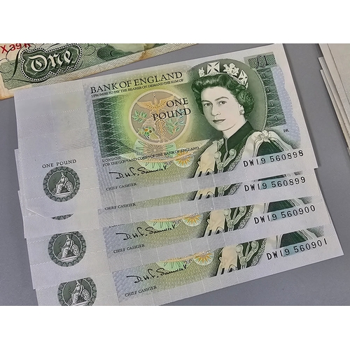 Small collection of GB bank notes to include: Ten Shillings, One Pound ...