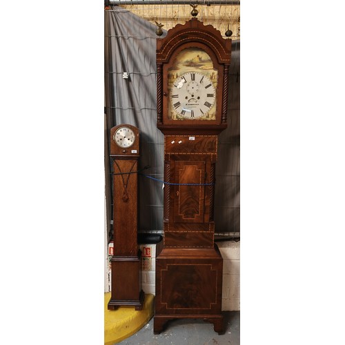 Victorian Welsh mahogany eight day longcase clock with painted Roman ...