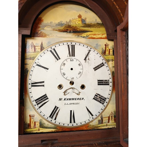 Victorian Welsh mahogany eight day longcase clock with painted Roman ...