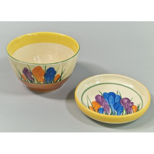Clarice Cliff, 'Bizarre' hand-painted Crocus pattern bowl together with ...