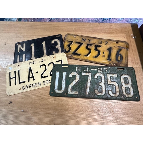 4 VINTAGE AMERICAN NUMBER PLATES