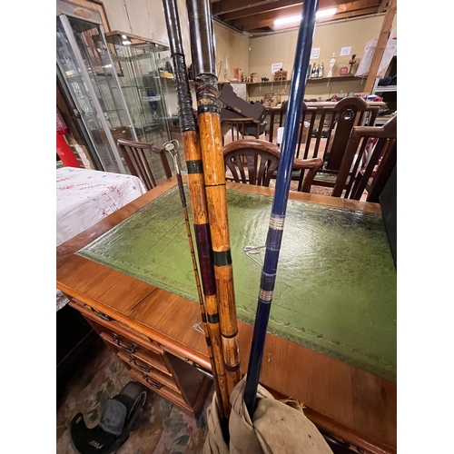 VINTAGE BAMBOO 3 PIECE FISHING ROD AND BOAT ROD "APOLLO"