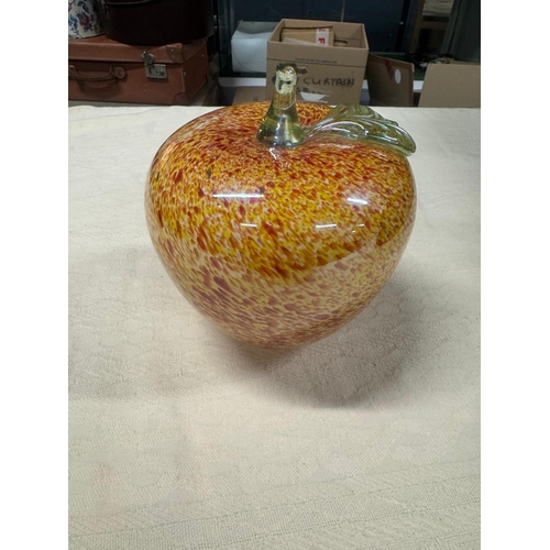 LARGE GLASS APPLE PAPERWEIGHT