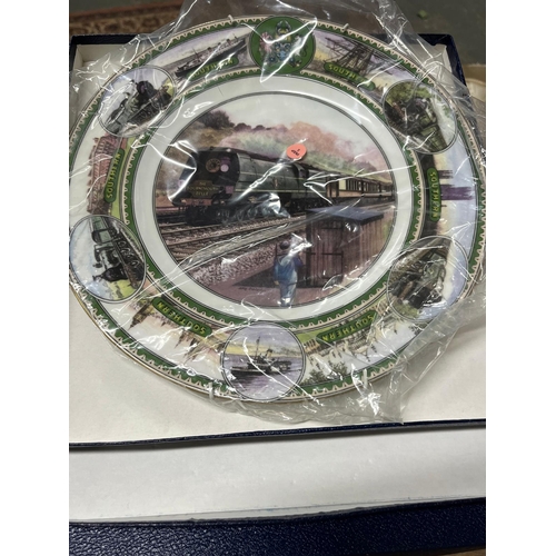 4 COALPORT TRAIN PLATES