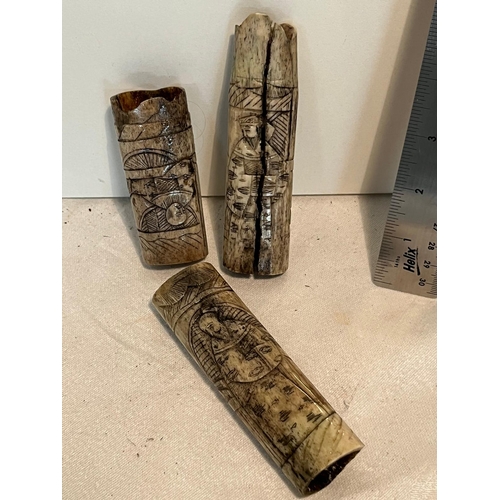 3 1850-70 JAPANESE MEIJI CARVED BONES