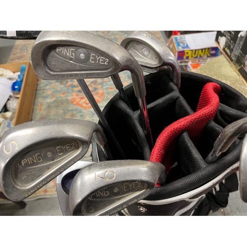 FULL SET PING GOLF CLUBS IN BAG