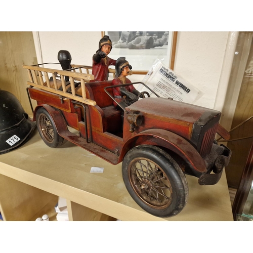 Large Wooden Heavy Handmade Fire Engine Model