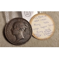 1856 Queen Victoria Penny Coin British Currency - plastic sleeved