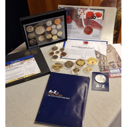 Various Coin Sets including Proof Currency Sets, A-Z 10p Pieces & Gold ...