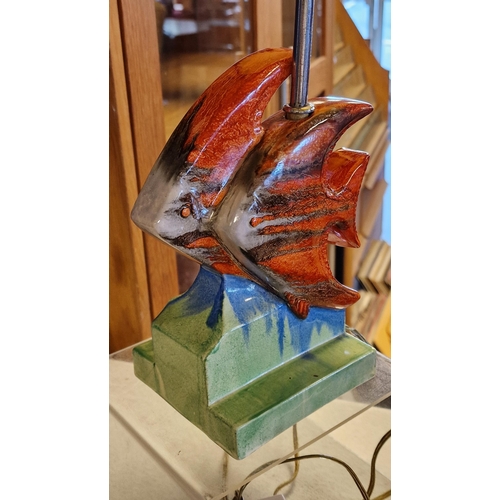 Clarice Cliff Art Deco Goldfish Lamp - 45cm high inc shade