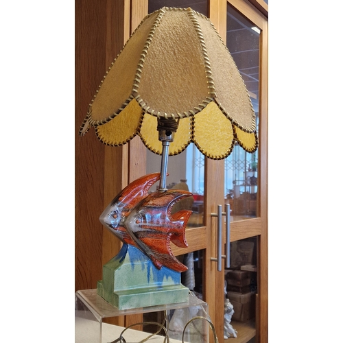 Clarice Cliff Art Deco Goldfish Lamp - 45cm high inc shade