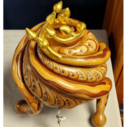 Bespoke Inlaid Wood and Abalone Designer Triple Spin Jewellery Box ...