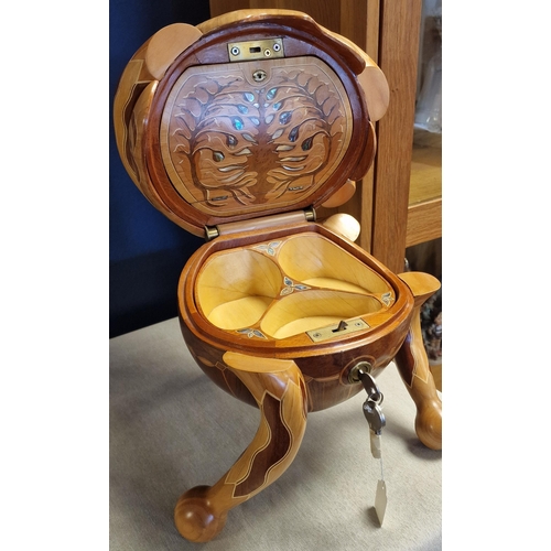 Bespoke Inlaid Wood and Abalone Designer Triple Spin Jewellery Box ...