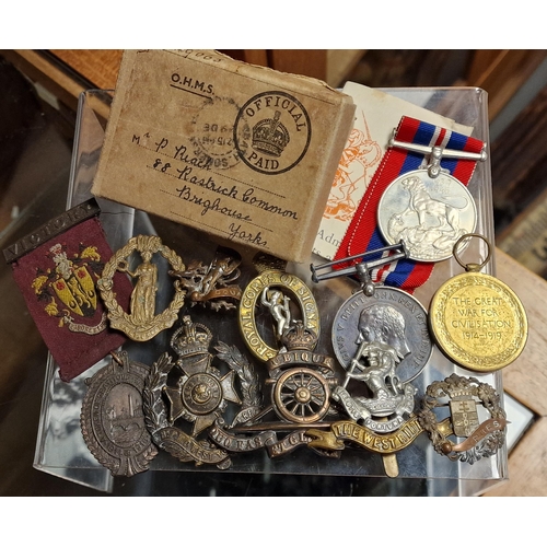 WWI Army Military Medal Set inc Lapel Badges and Regiment Badges for ...