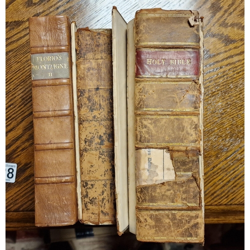 Antique Book Trio inc 1600 AD Bible, 1799 Captain Voyages, and ...