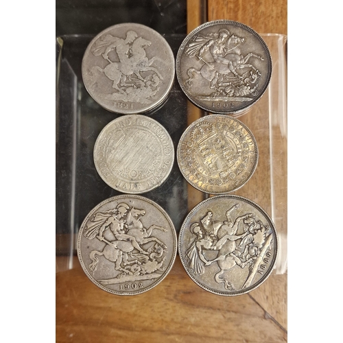 Victorian Silver Set of Crowns and Half Crowns inc an 1821 William IV Crown