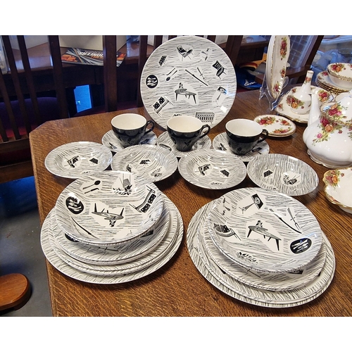 Retro Ridgeway Homemaker Dinner & Tea Part Set - Habitat Scraffito style