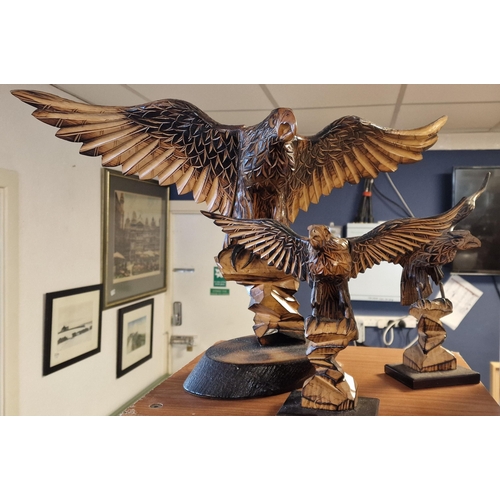 Carved Eagle Trio of Figures