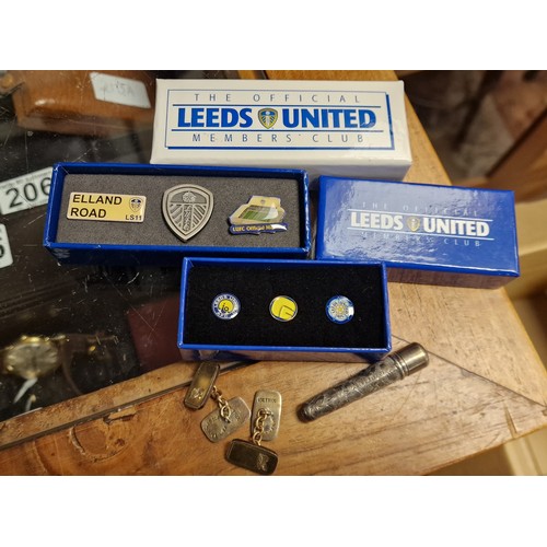 Leeds United Pair of Gent's Cufflinks-Pins + Silver and Rolled Gold on ...