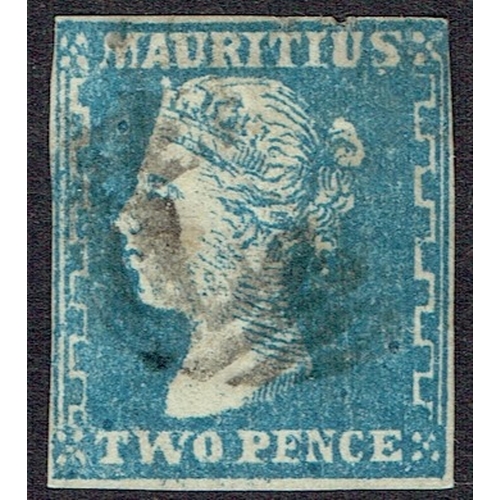 MAURITIUS - 1859 Dardenne 2d pale blue fine used with margins in places ...