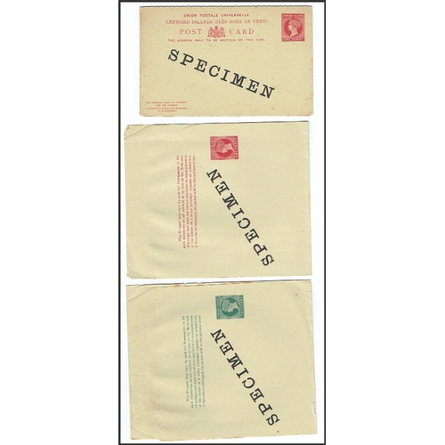 LEEWARD IS. - SPECIMEN Overprints on three Queen Victoria postal ...