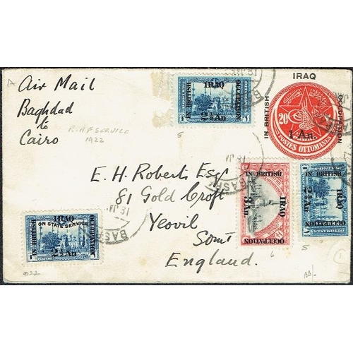 IRAQ - 1922 (20 Jan) 1an on 20p red on white Turkish postal stationery ...