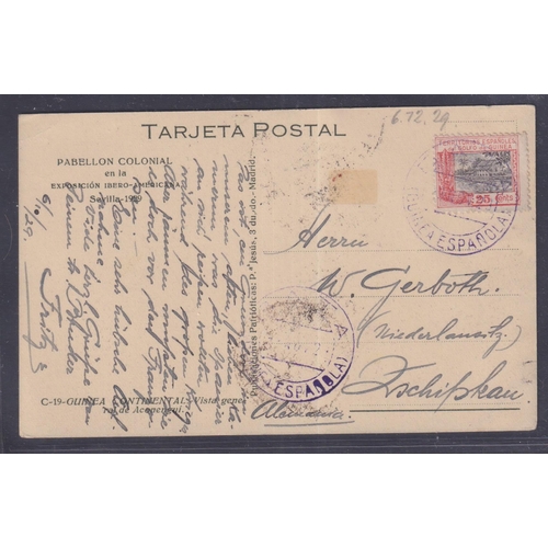 SPAIN - COLONIES - 1929 Postcard from Guinea to Germany bearing 25c ...
