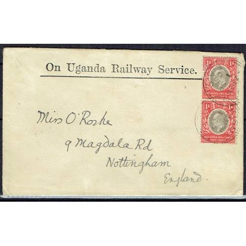 UGANDA - 1905 Scarce On Uganda Railway Service printed envelope to UK ...