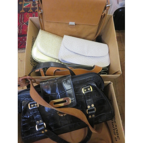 Two boxes of various Handbags
