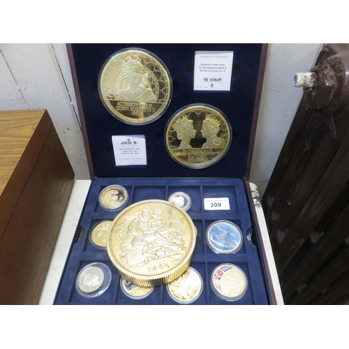 Two boxed Commemorative Royalty Coins and paperweight in form of large ...