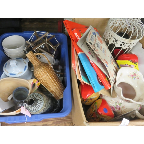 Four boxes of bric-a-brac including Planters