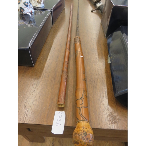 Japanese Carved Bamboo Sword Stick