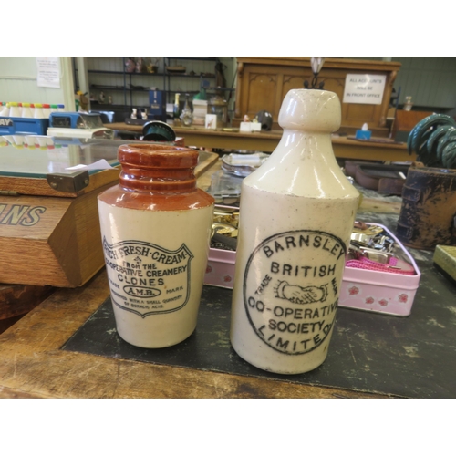 Two boxes of Antique Bottles, Pot Lids etc