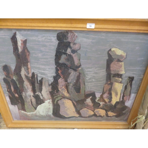 Large Framed Oil on Board, Rock Formations by William T. Ord