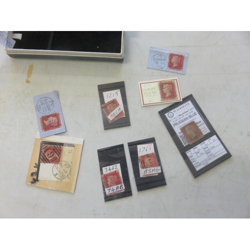 Eight Victorian Penny Red Stamps (Various Plates)