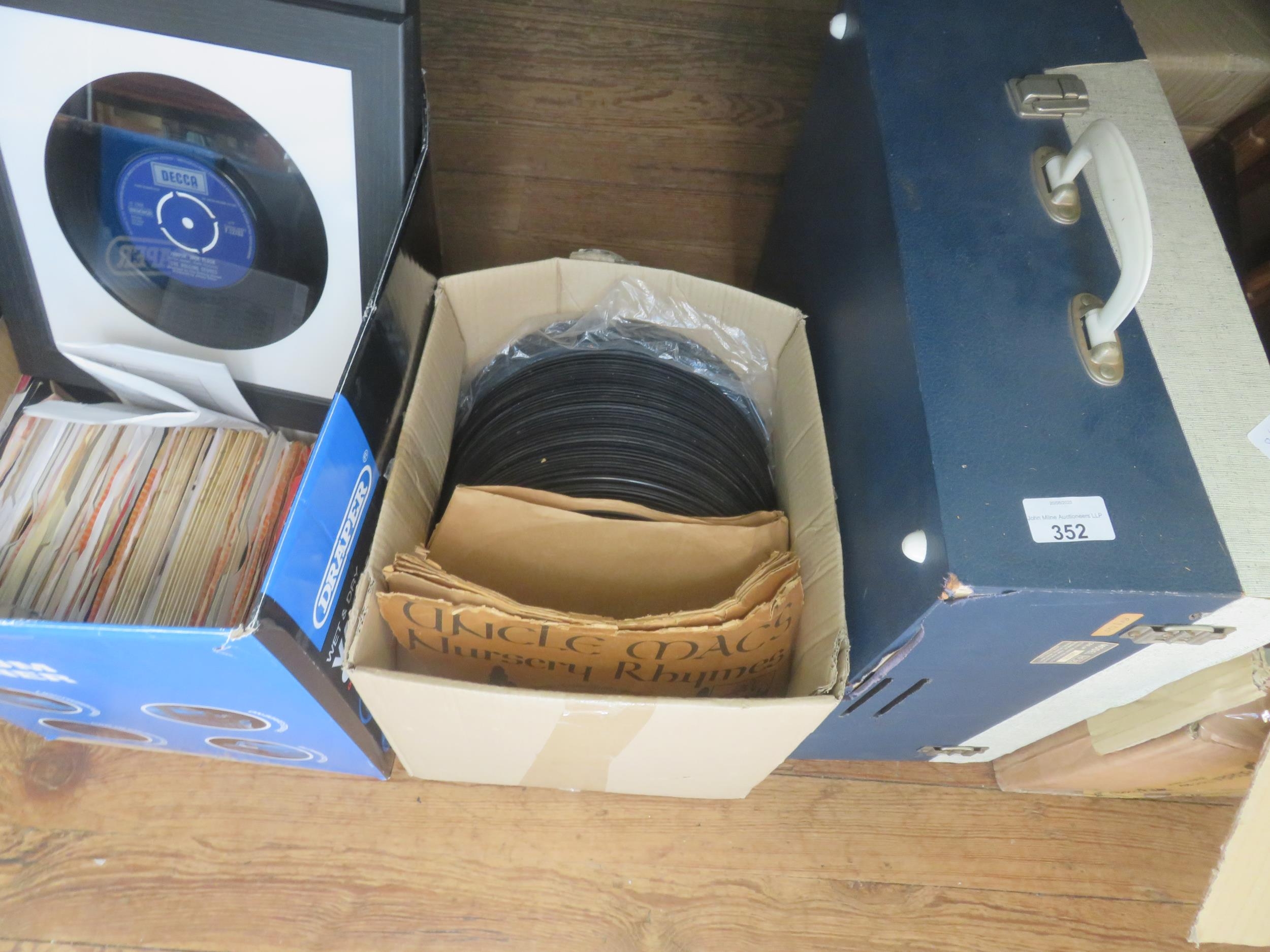 Two boxes of Records and Record Player