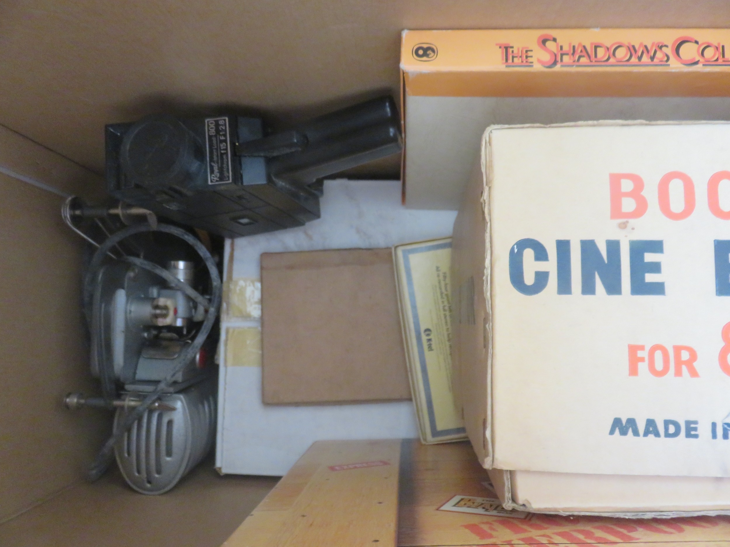Box Lot: Cassettes, Super 8 Camera, Projector etc