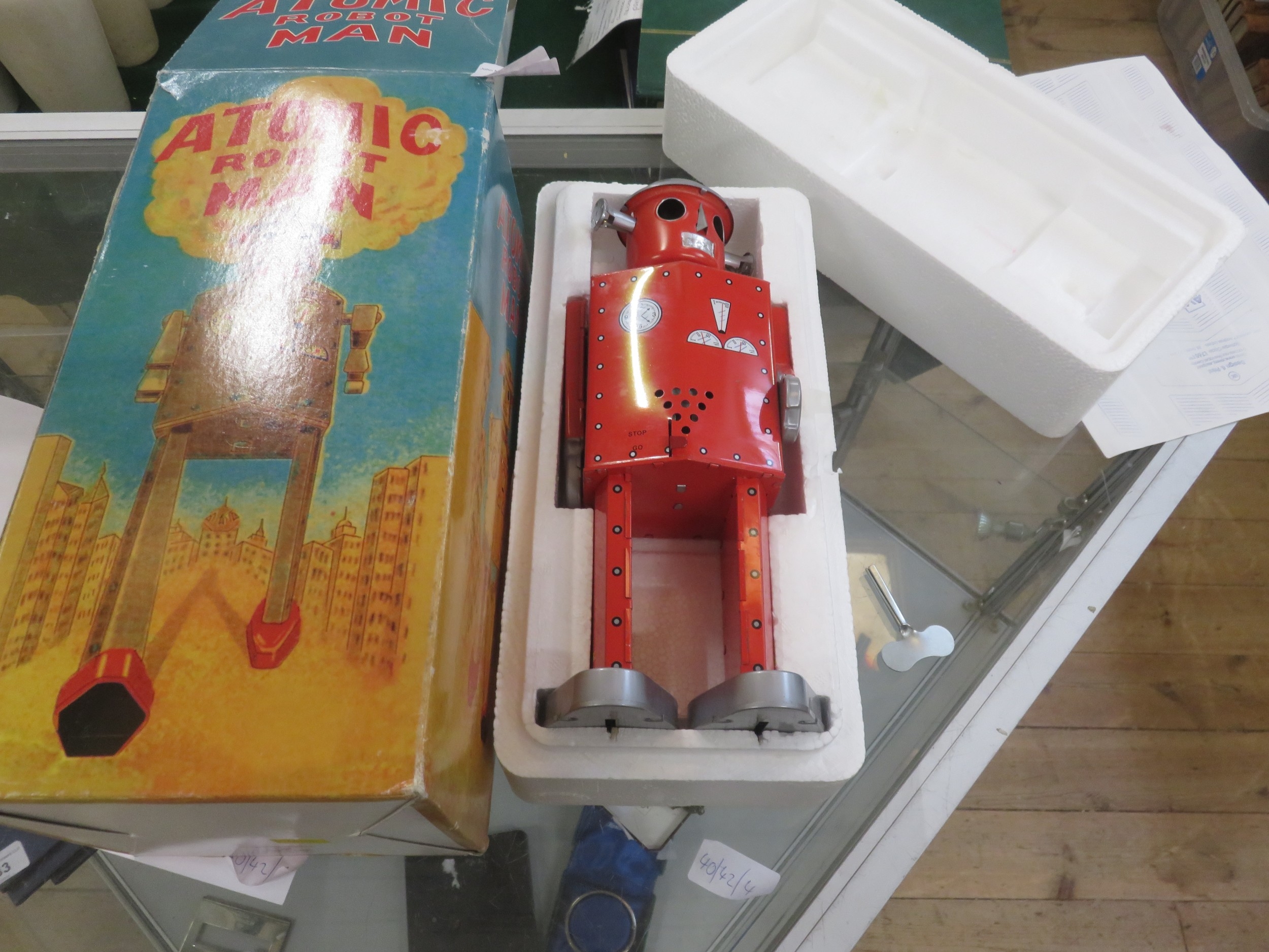 Tinplate Toy Atomic Robot Man in Original Box