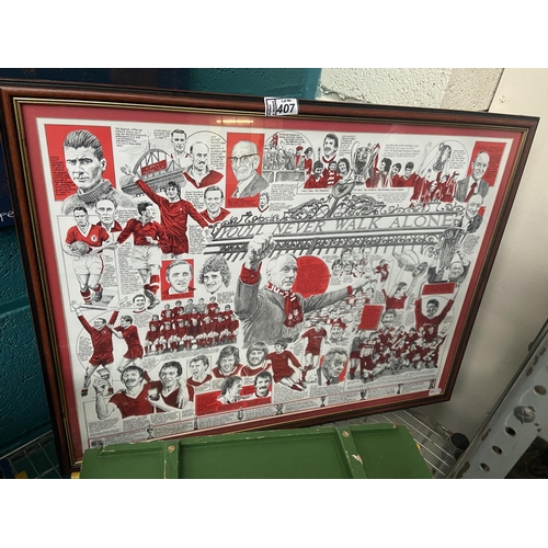 Framed Liverpool FC picture with multiple signatures